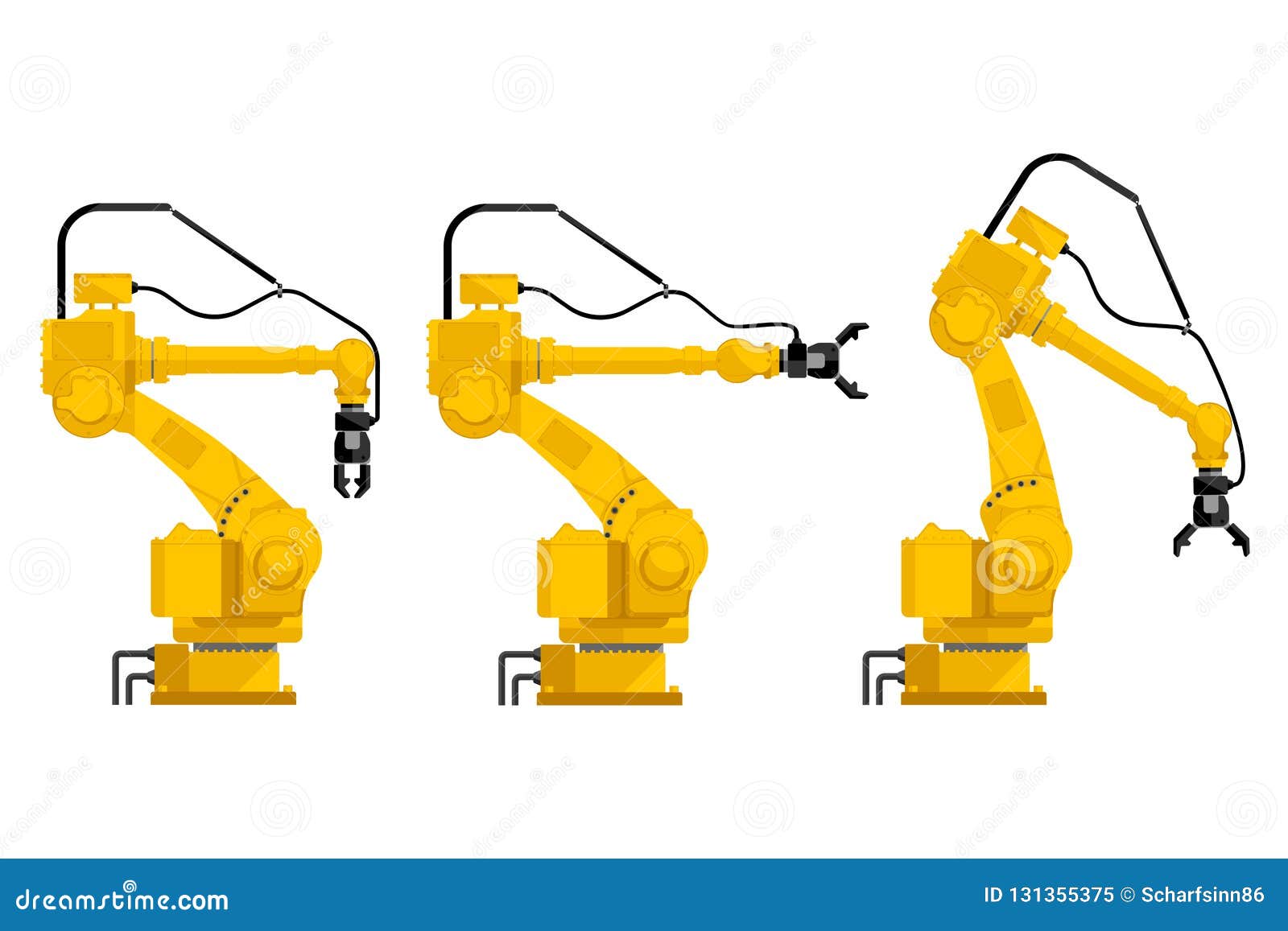 Set of Assembly Handling Robots Stock Vector - Illustration of work ...