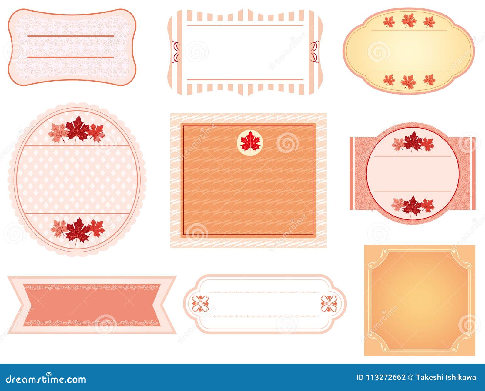 Set of Assorted Autumn Color Labels on a White Background. without ...