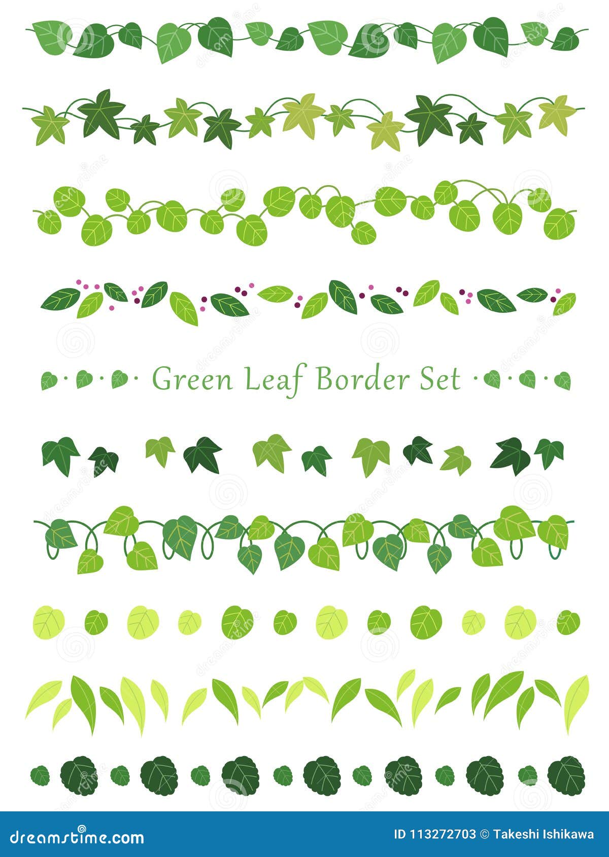 Set of Assorted Leaf Borders, Vector Illustration. Stock Illustration ...