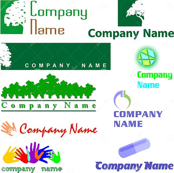 Set of Assorted Logo Examples Stock Vector - Illustration of firm, pill ...