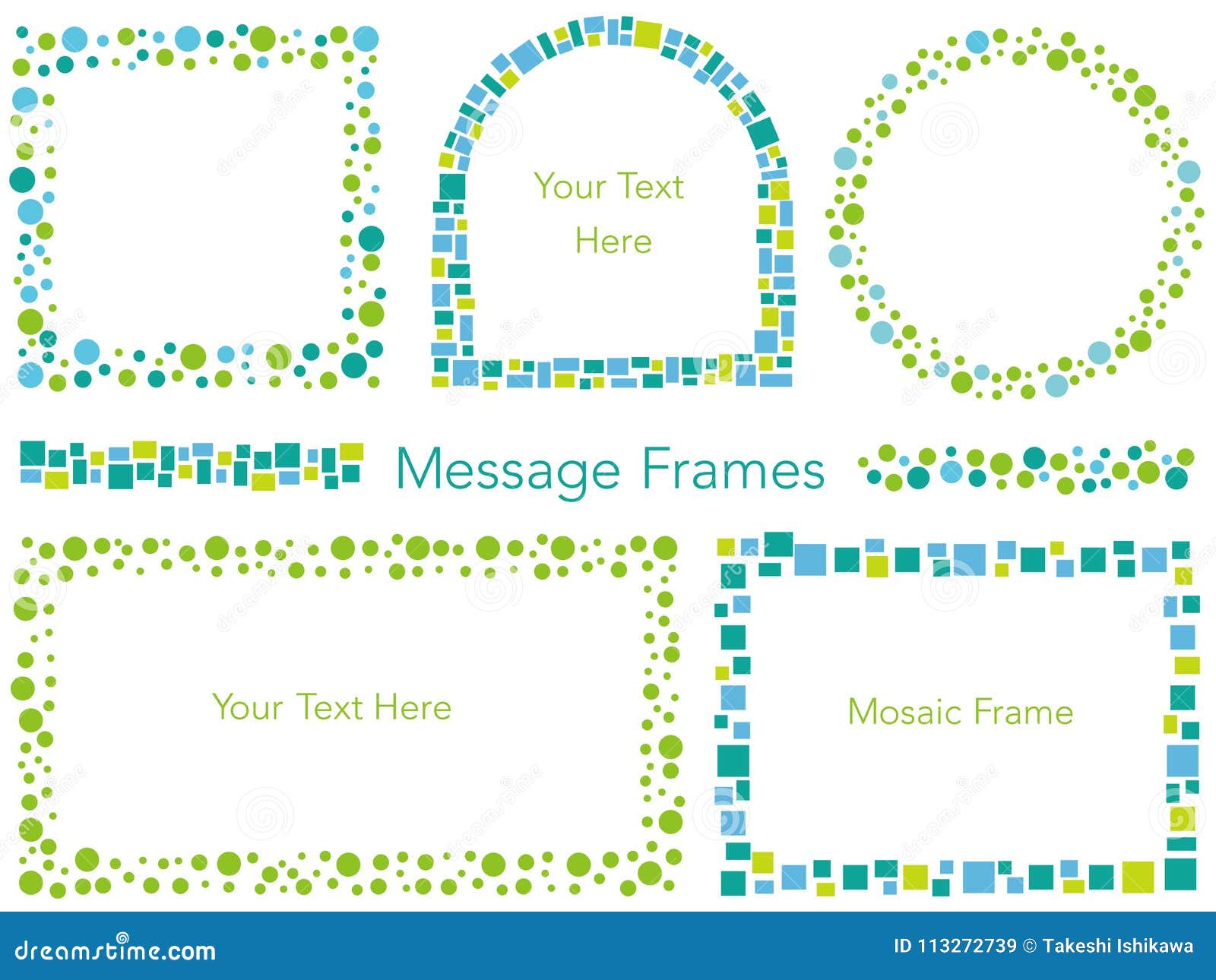 Set of Assorted Mosaic Message Frames, Vector Illustration. Stock ...