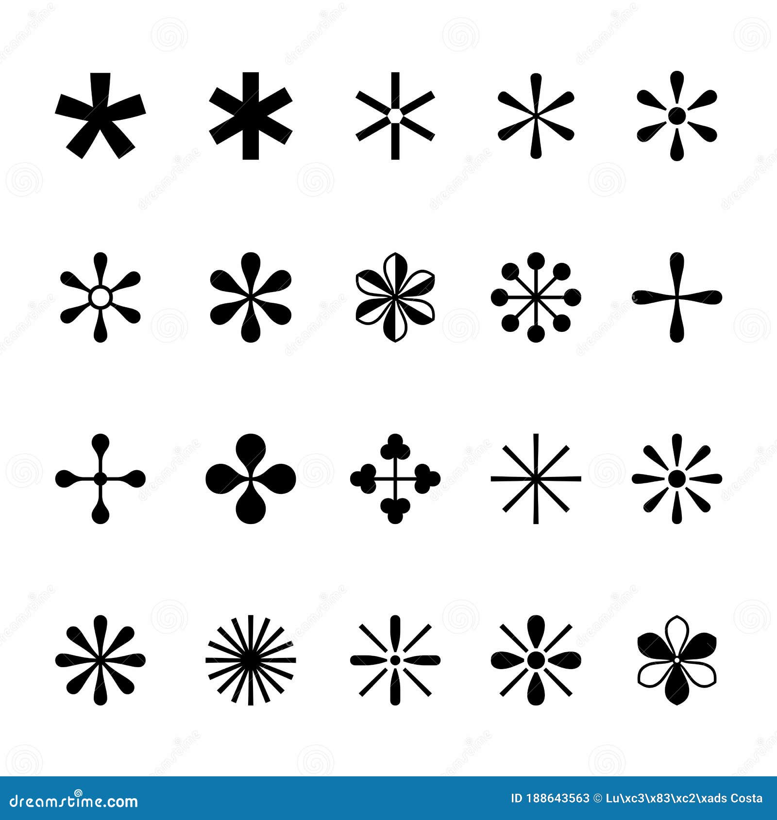 Set of asterisks stock illustration. Illustration of decoration - 188643563