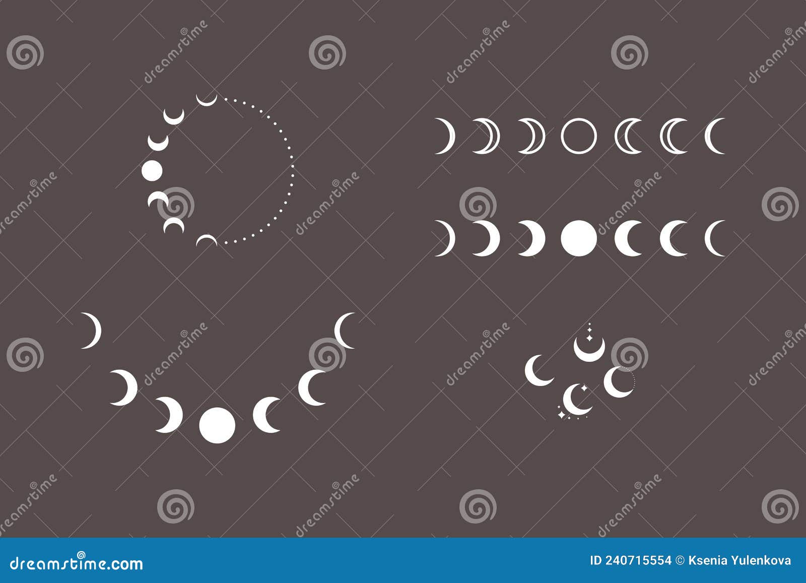 A Set of Astrological Abstract Elements Such As the Moon, Month, Stars ...