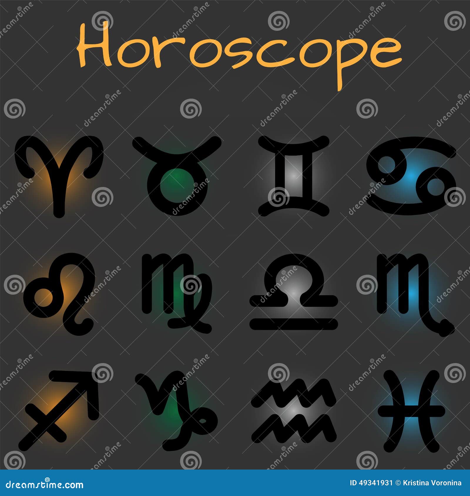 Set Of Astrological Zodiac Symbols Stock Vector Illustration Of
