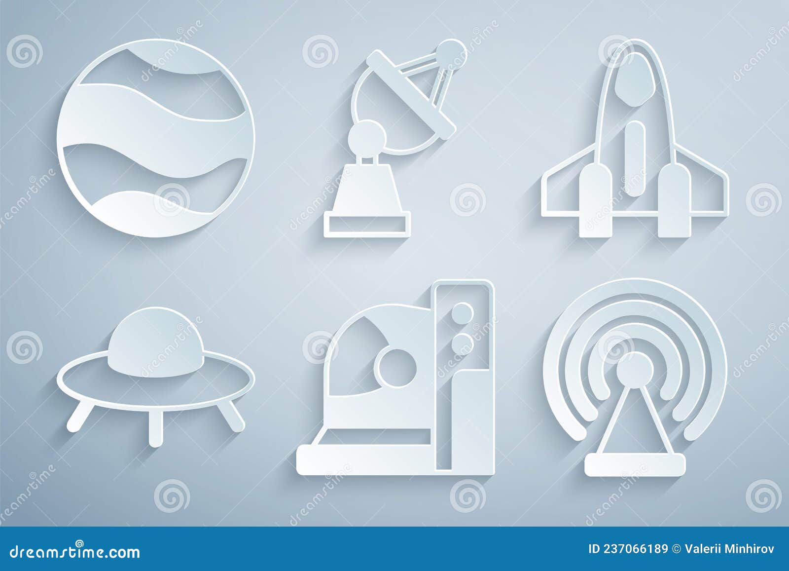 Set Astronaut Helmet, Rocket Ship, UFO Flying Spaceship, Radar ... Set Astronaut Helmet, Rocket Ship, UFO Flying Spaceship, Radar ...