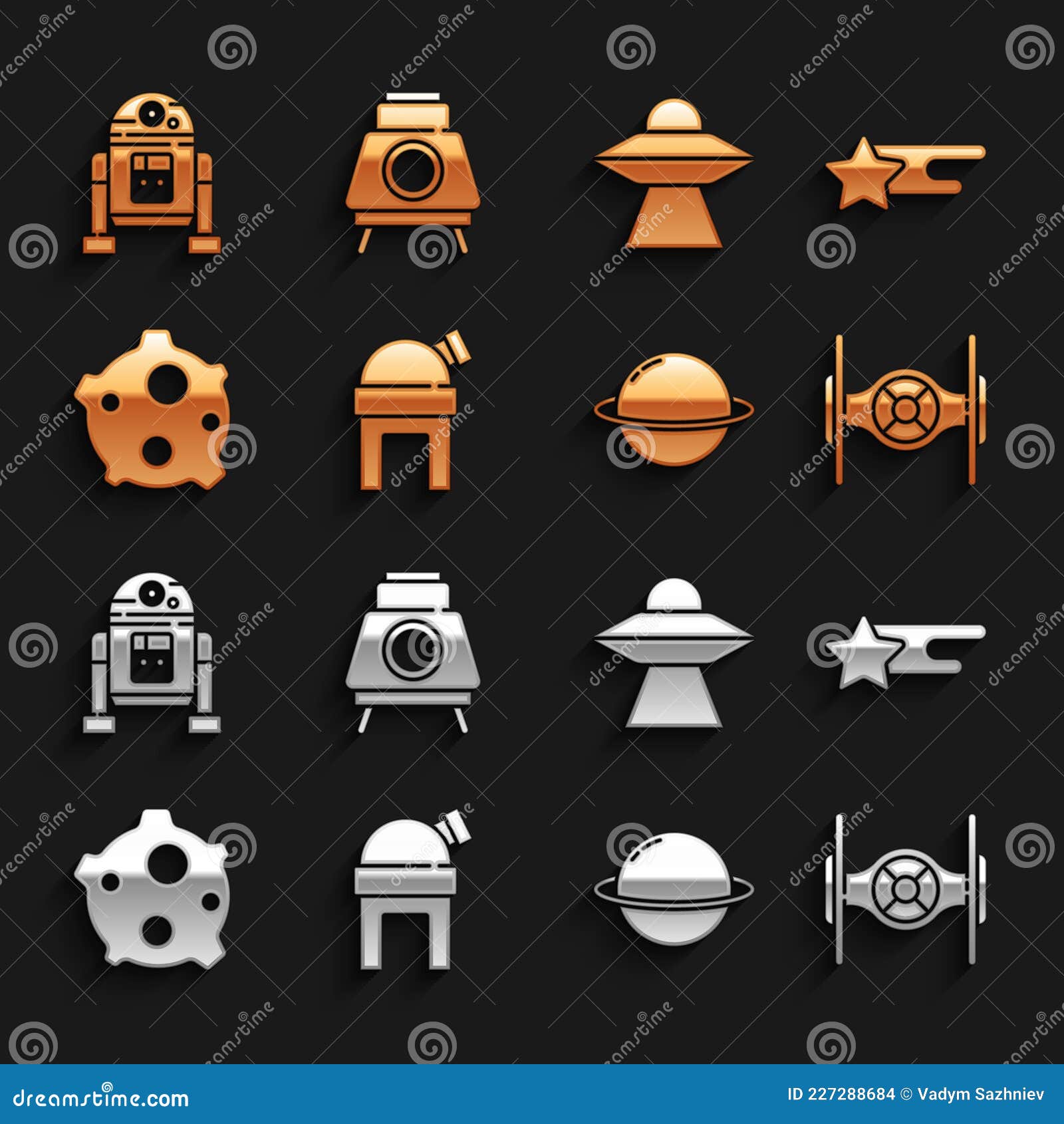 Set Astronomical Observatory, Falling Star, Cosmic Ship, Planet Saturn ... Set Astronomical Observatory, Falling Star, Cosmic Ship, Planet Saturn ...