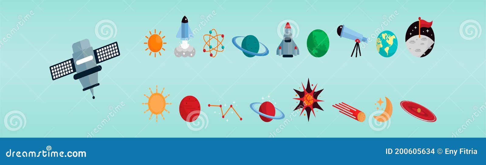 Set of Astronomy Cartoon Icon Design Template with Various Models ...
