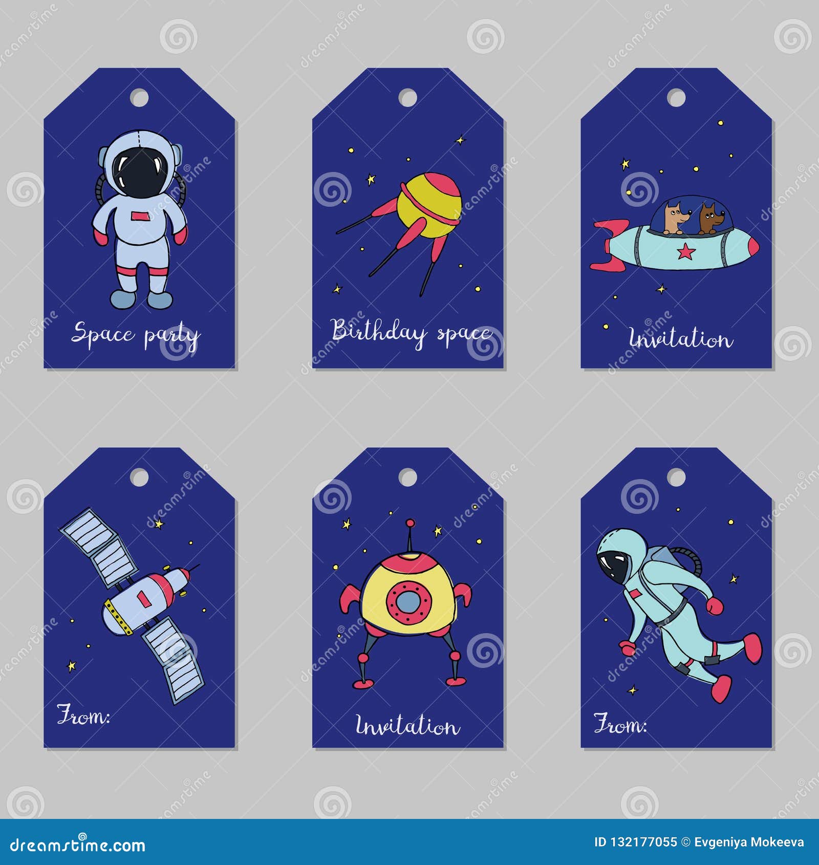 Set of Astronomy Hand Drawn Tags Stock Illustration - Illustration of ...
