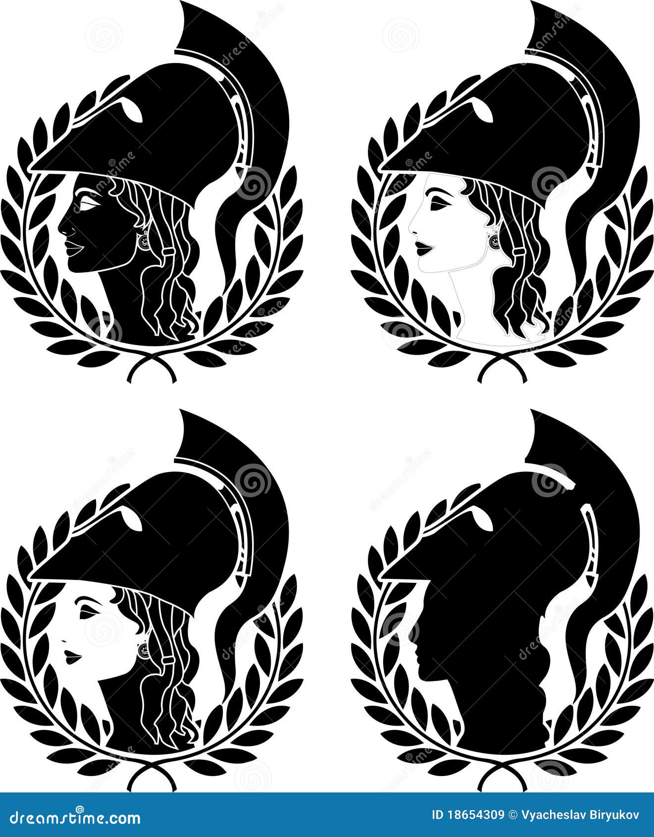 Set of athena profiles stock vector. Illustration of mythology - 18654309
