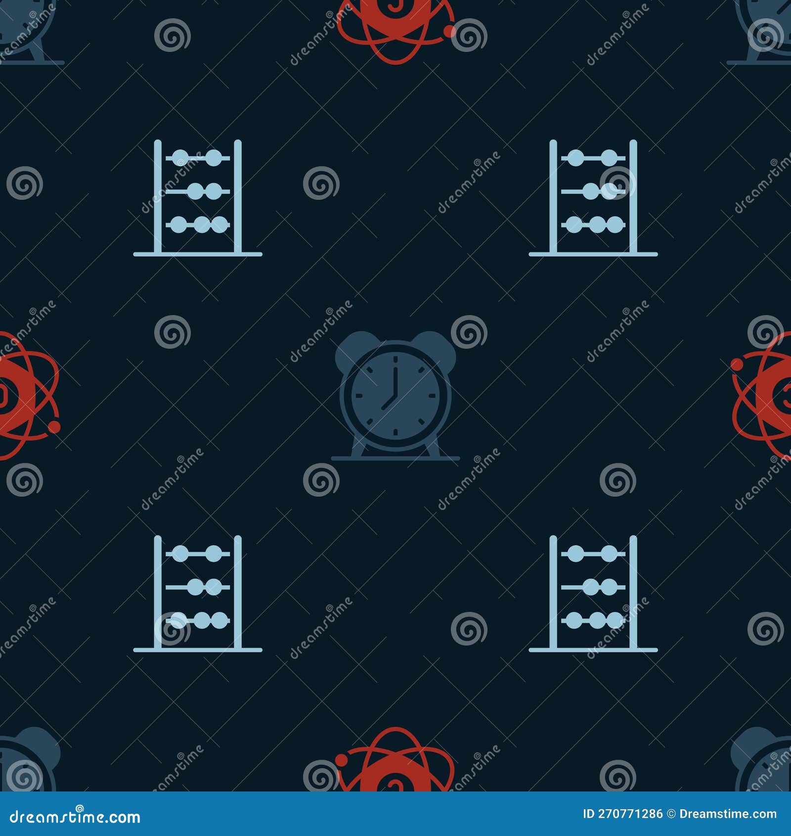 Set Atom, Alarm Clock and Abacus on Seamless Pattern. Vector Stock ...