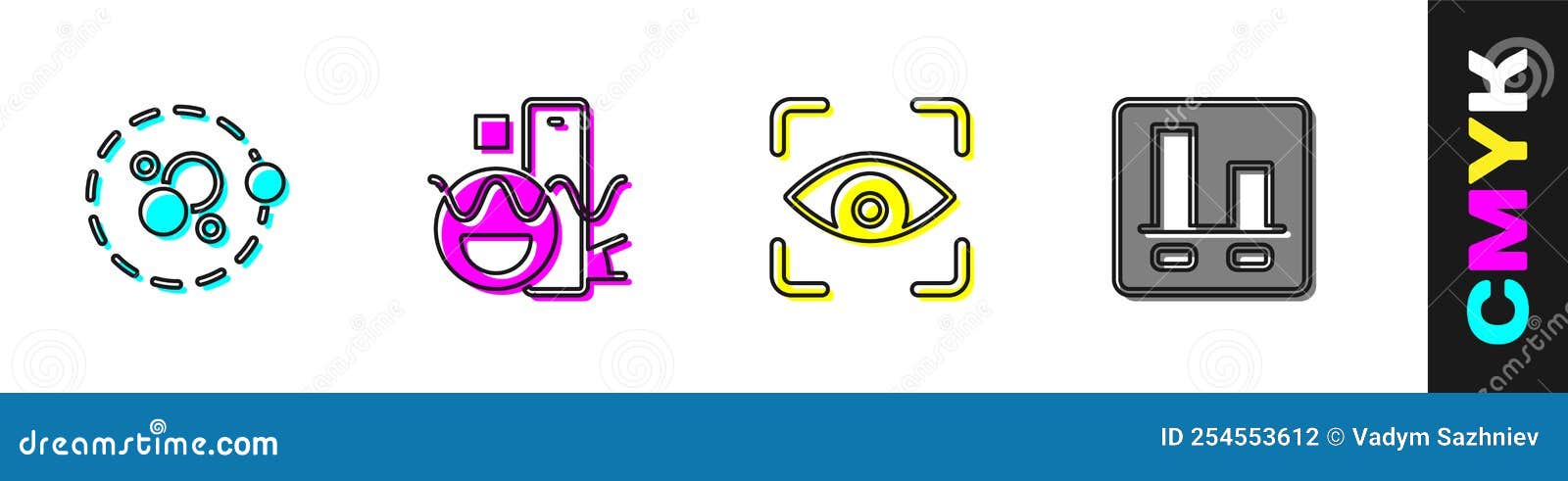 Set Atom, Basic Geometric Shapes, Eye Scan and Graph Chart Infographic ...