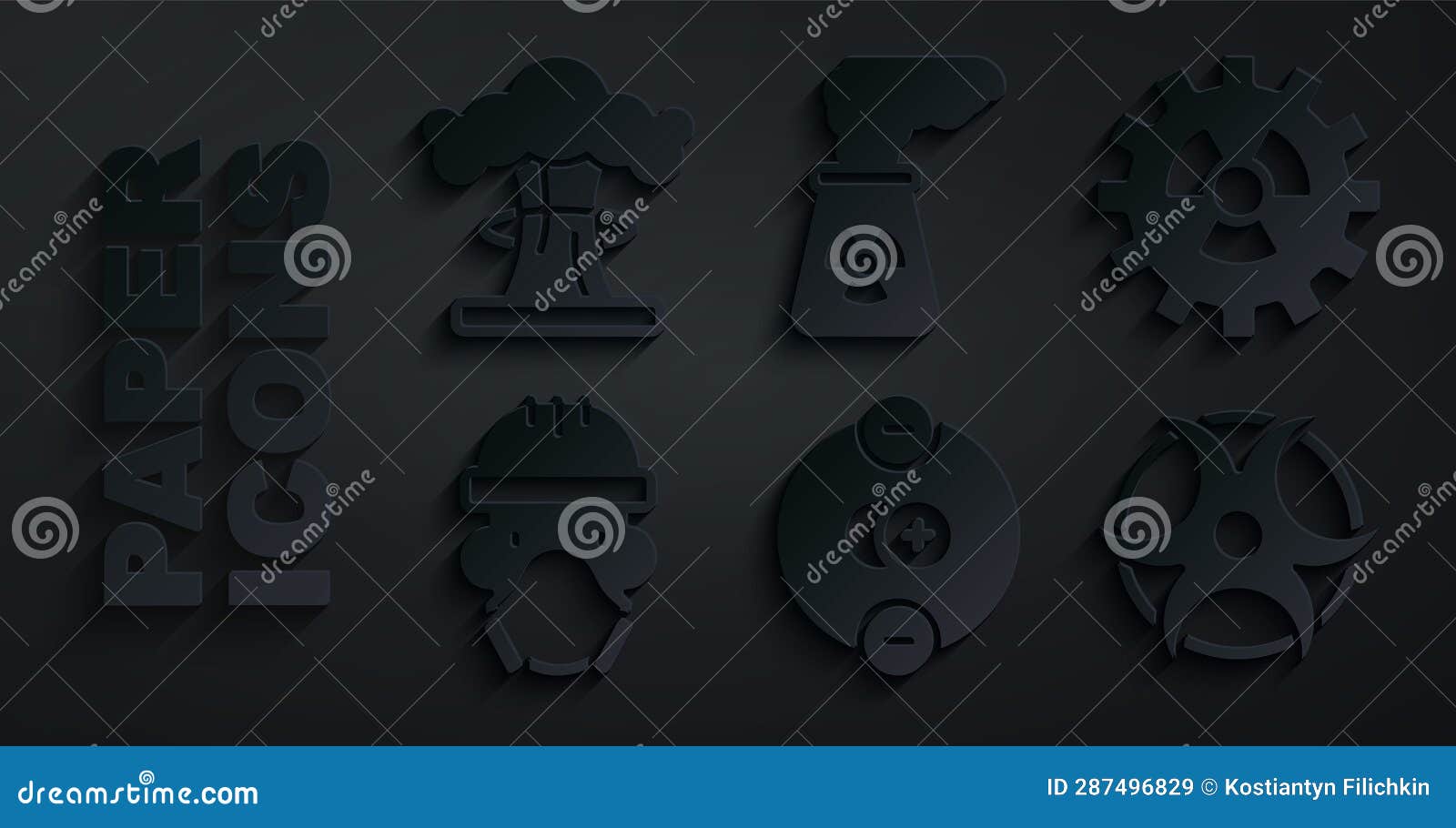 Set Atom, Radioactive, Nuclear Reactor Worker, Biohazard Symbol, Power ...