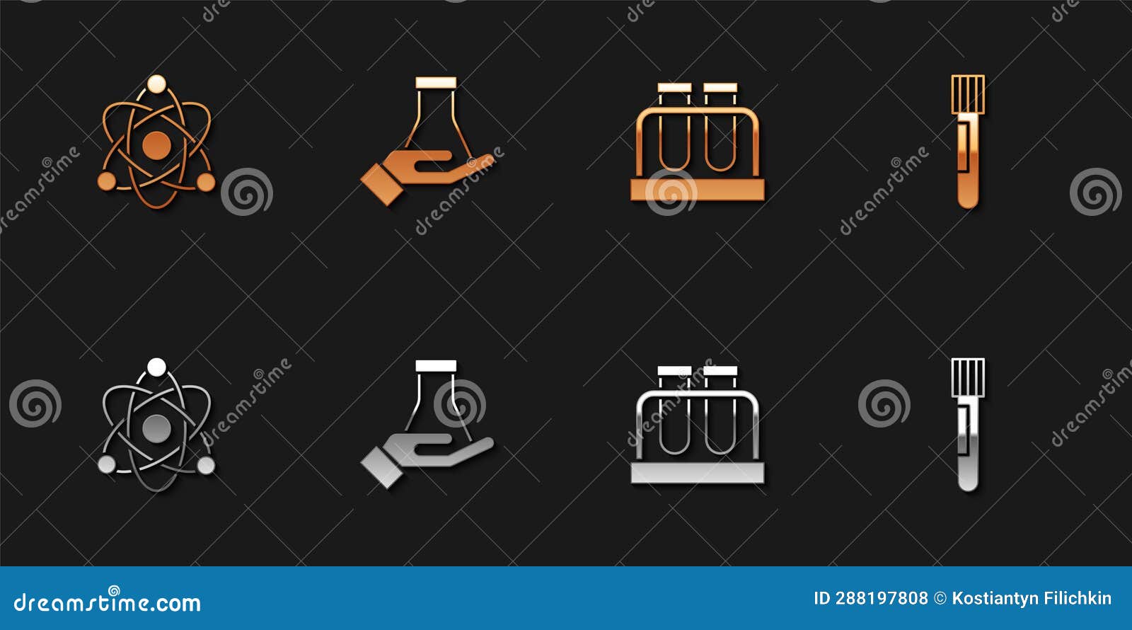Set Atom, Test Tube and Flask, and Icon. Vector Stock Illustration ...