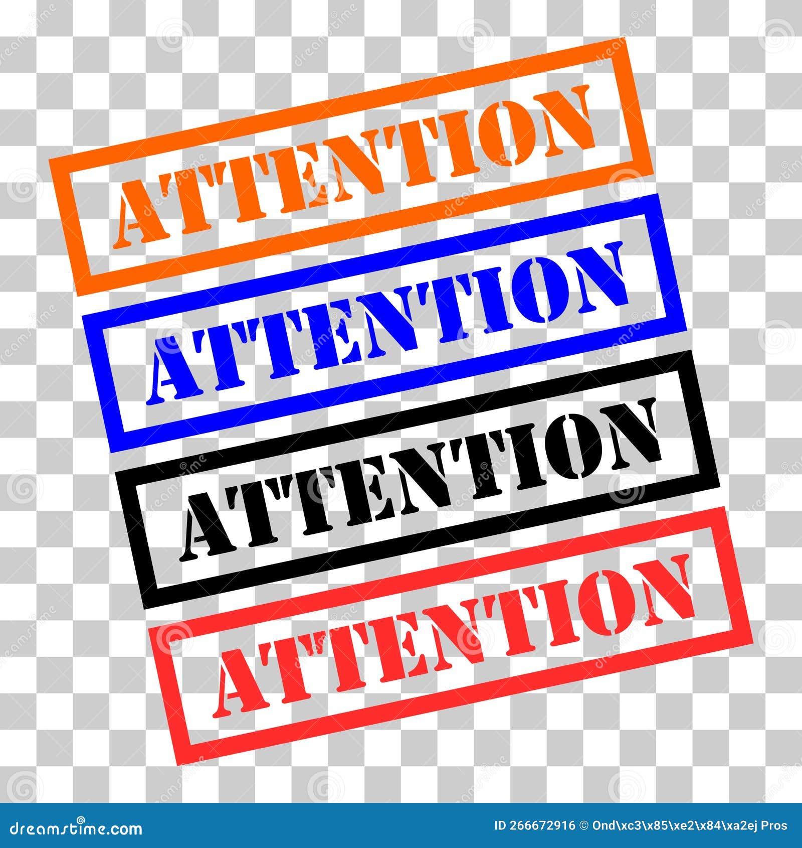 Set of Attention Stamp Symbol, Label Sticker Sign Button, Text Banner ...