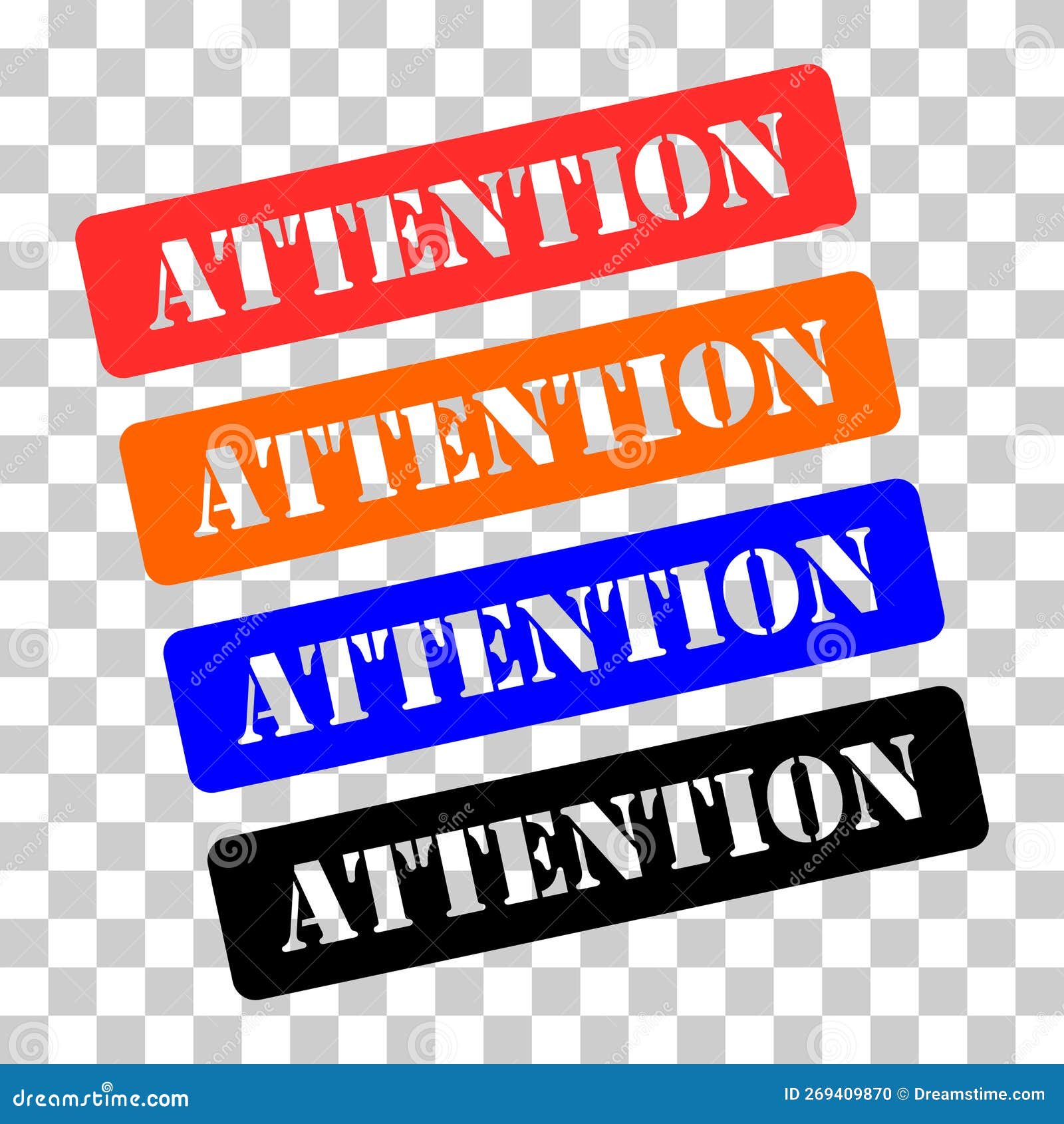 Set of Attention Stamp Symbol, Label Sticker Sign Button, Text Banner ...