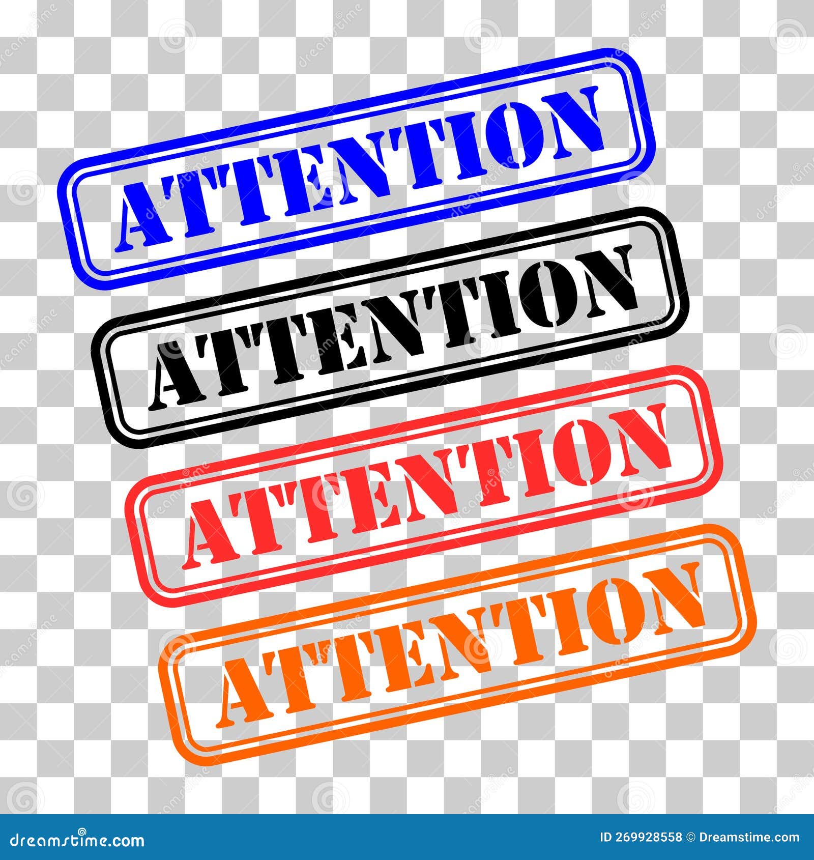 Set of Attention Stamp Symbol, Label Sticker Sign Button, Text Banner ...