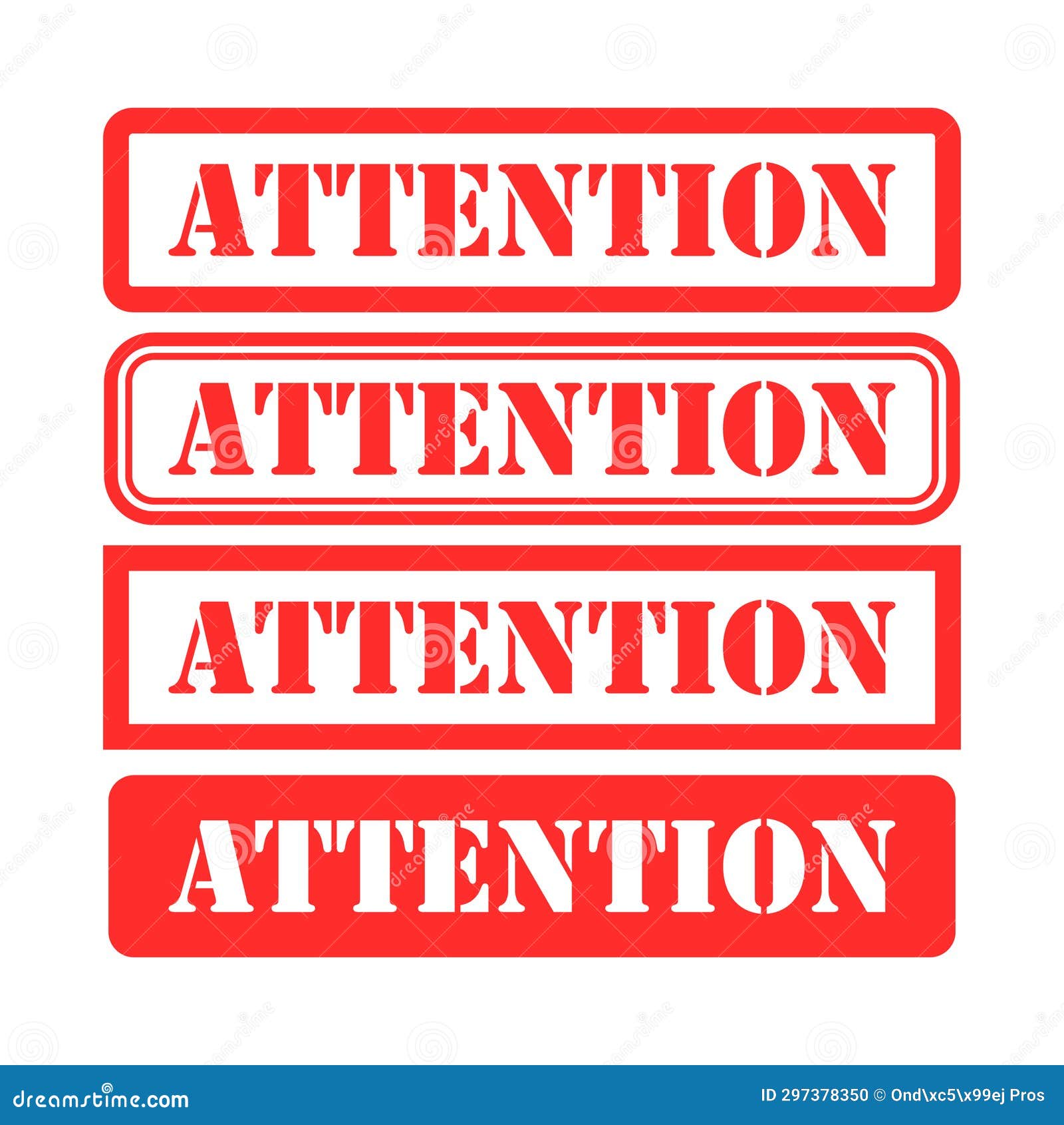 Set of Attention Stamp Symbol, Label Sticker Sign Button, Text Banner ...