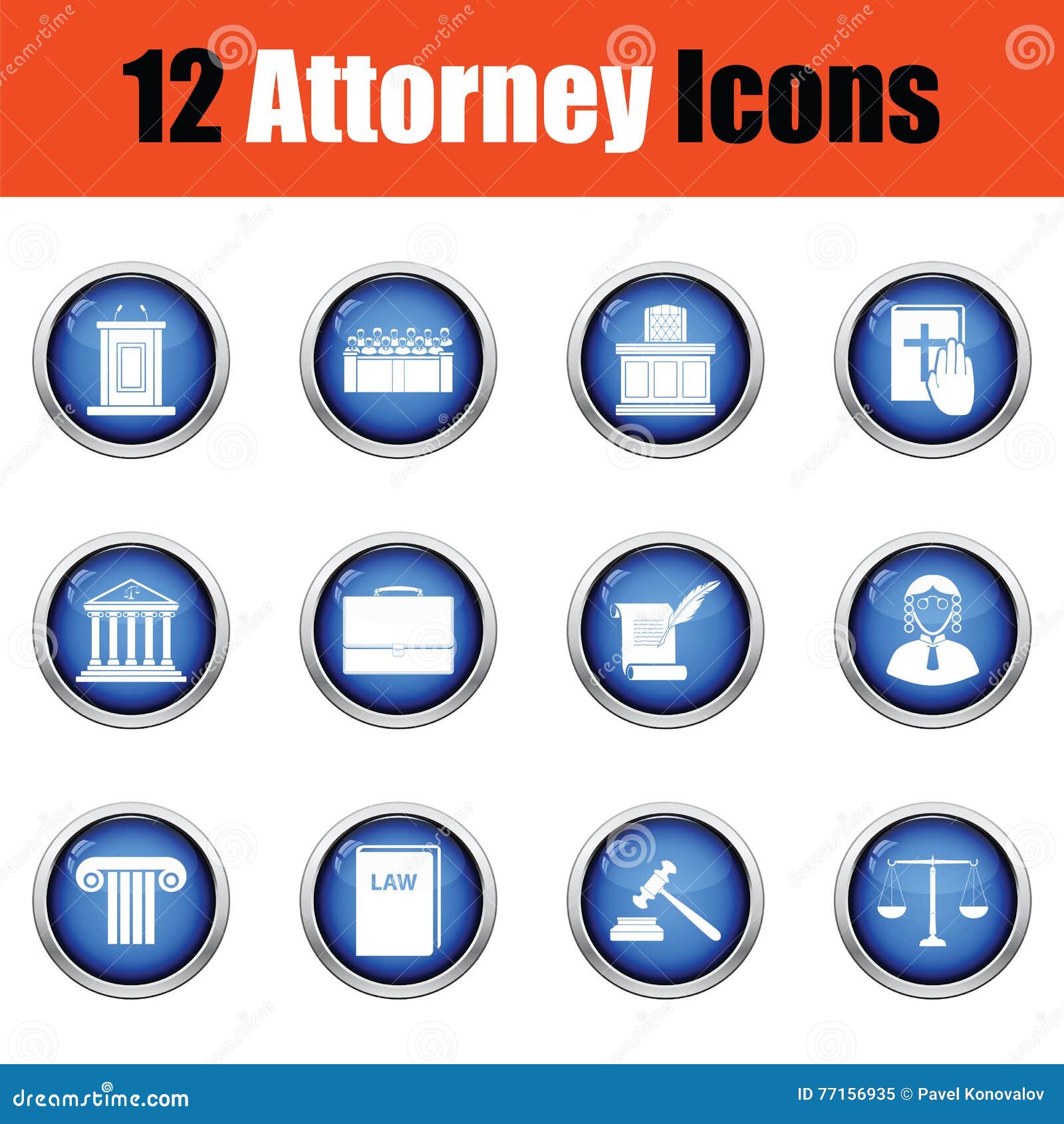 Set of attorney icons. stock vector. Illustration of protection - 77156935