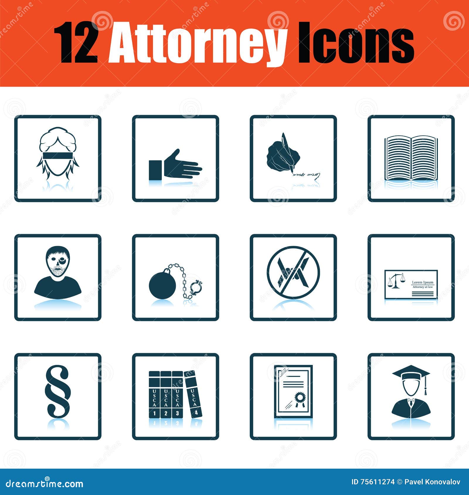 Set of attorney icons stock vector. Illustration of judge - 75611274