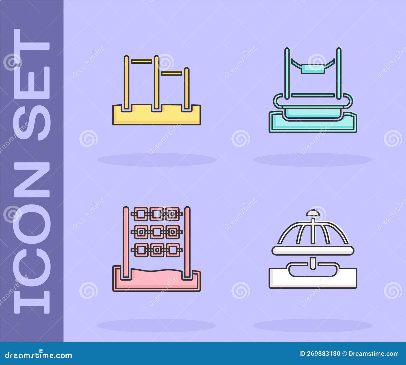 Set Attraction Carousel, Horizontal Bar, Tic Tac Toe Game and Bungee ...
