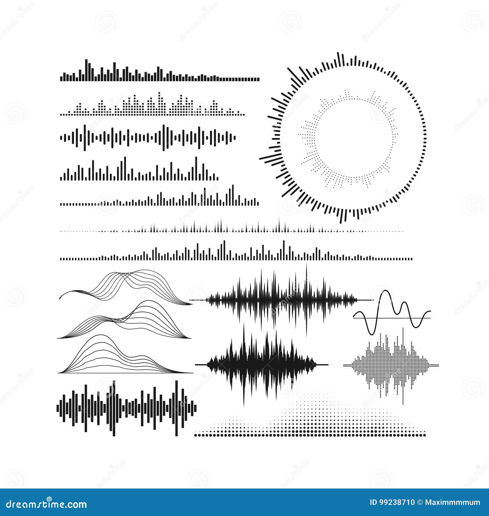 Set of Audio Equalizer Shapes. Stock Vector - Illustration of concept ...