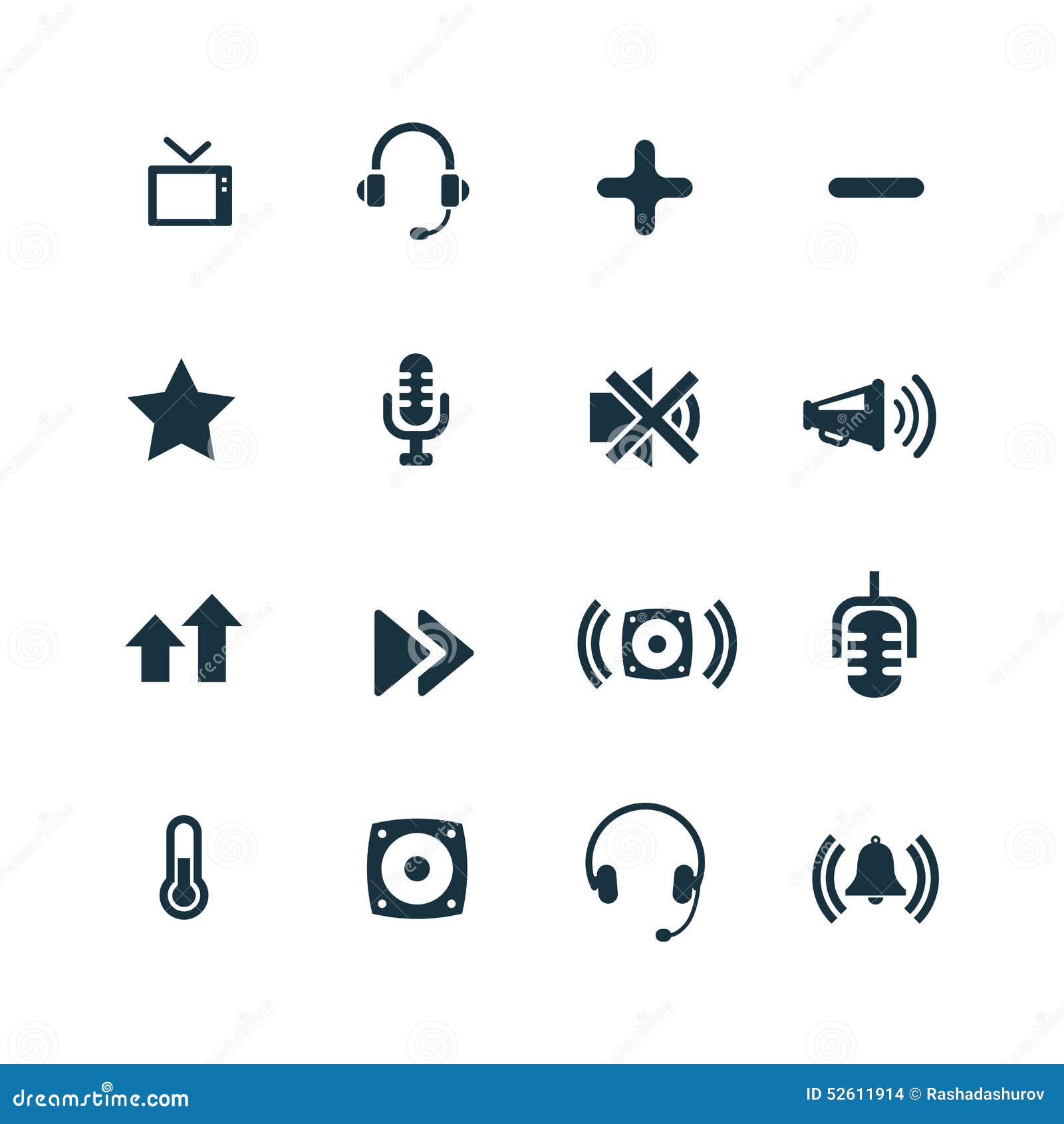 Set of audio icons stock vector. Illustration of audio - 52611914