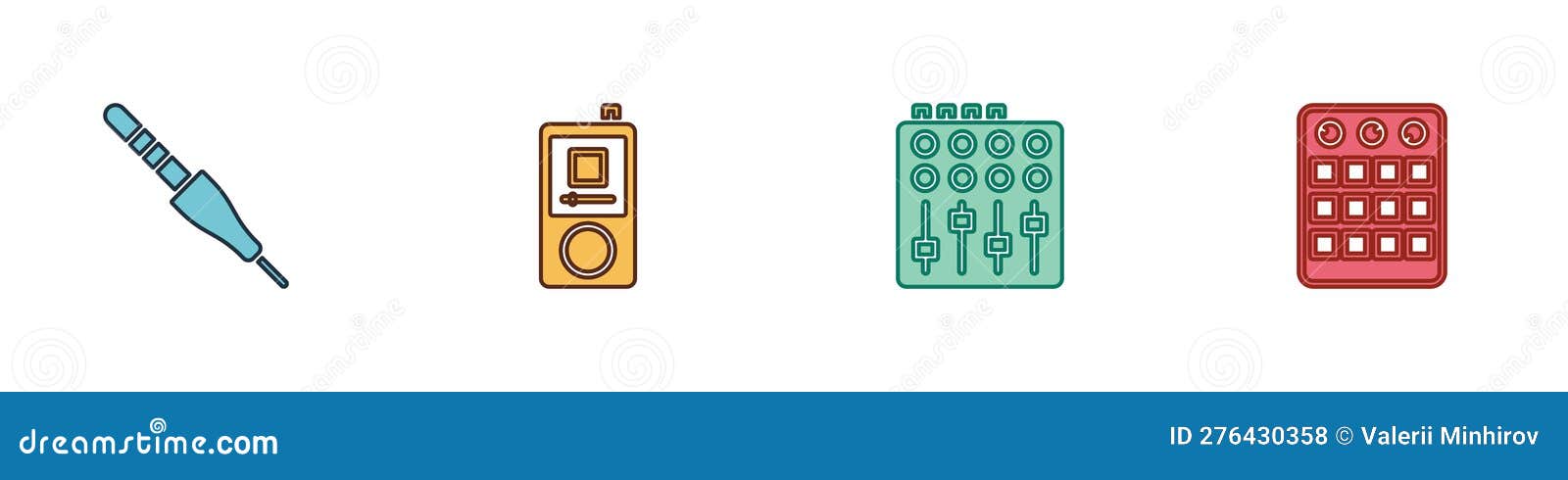 Set Audio Jack, Music Player, Sound Mixer Controller and Drum Machine ...