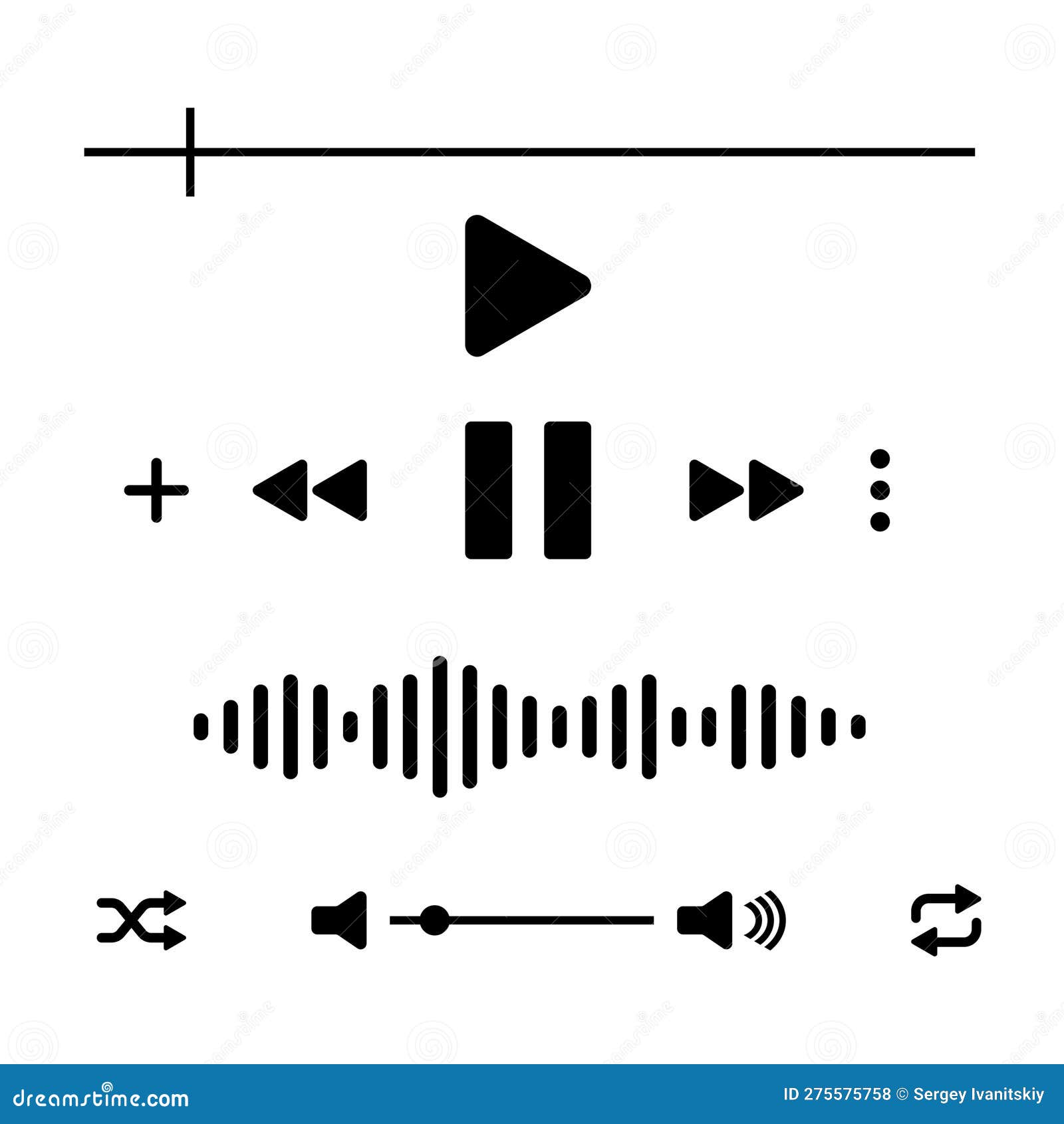 A Set of Audio Player Buttons. Stock Vector - Illustration of icons ...