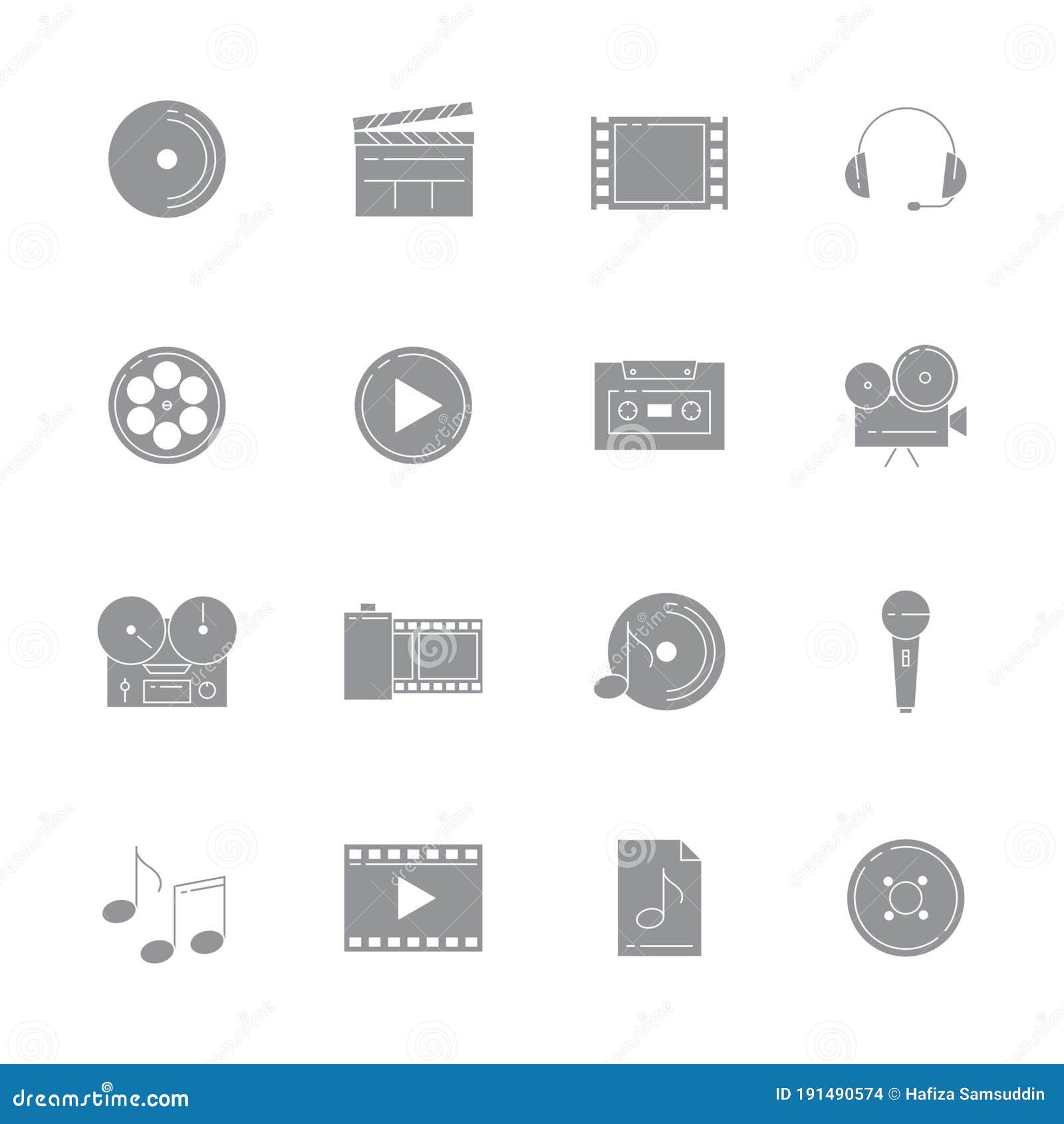 Set of Audio and Video Icons. Vector Illustration Decorative Design ...