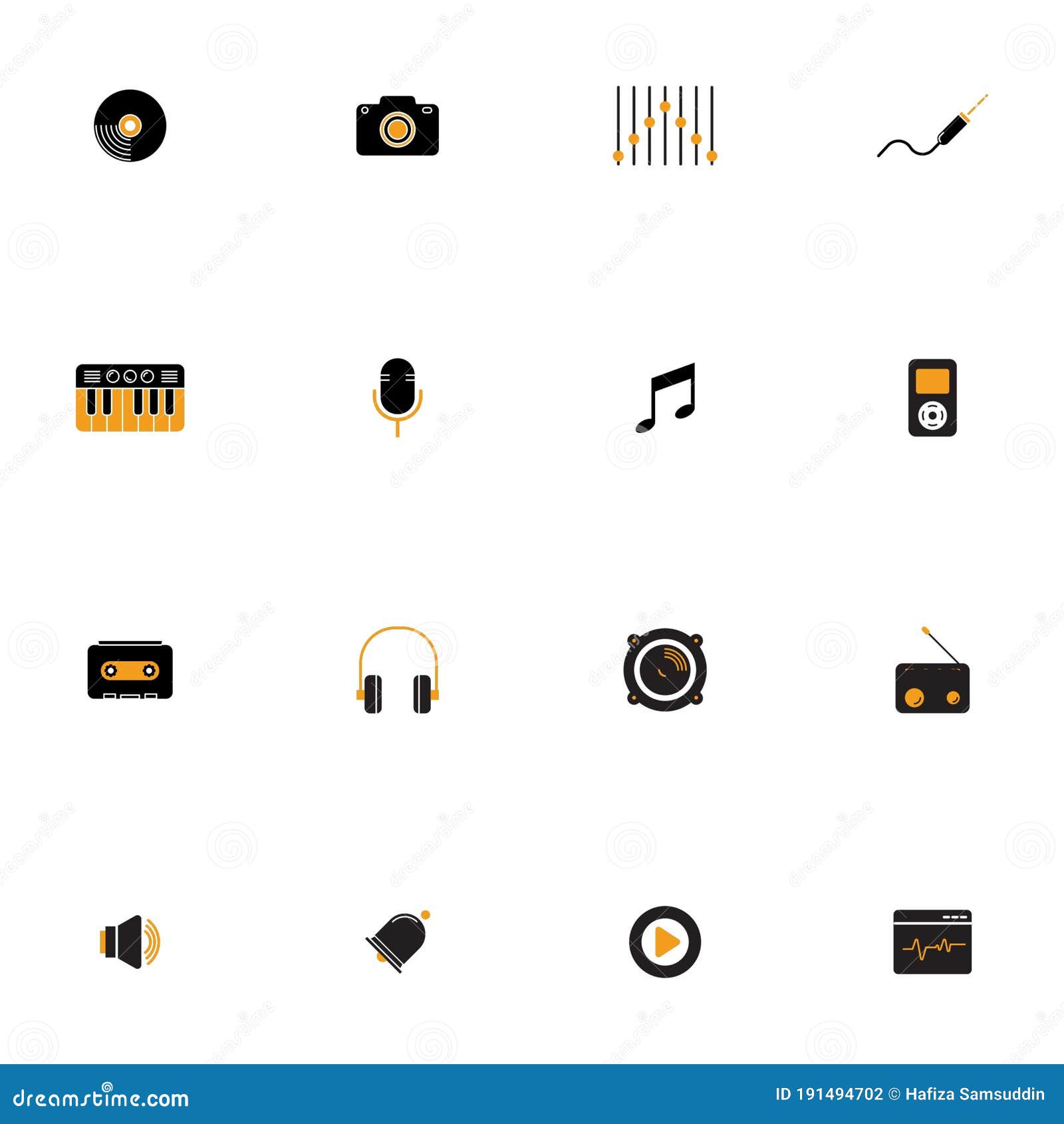 Set of Audio and Video Icons. Vector Illustration Decorative Design ...