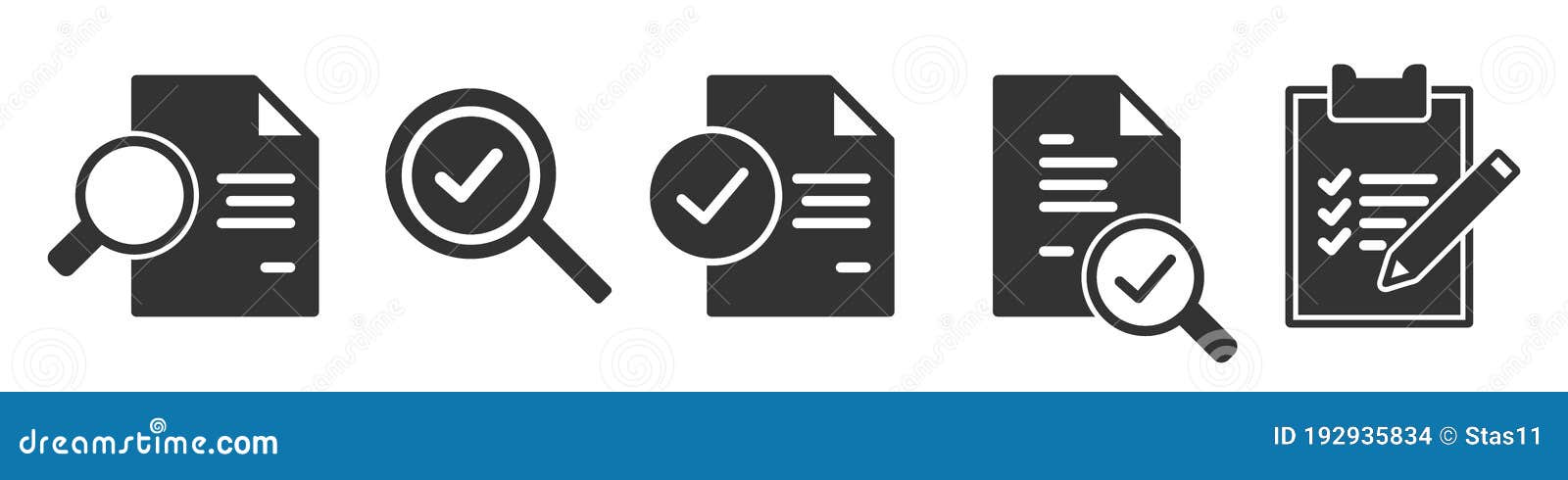Set of Audit Simple Icons in Black Stock Vector - Illustration of test ...