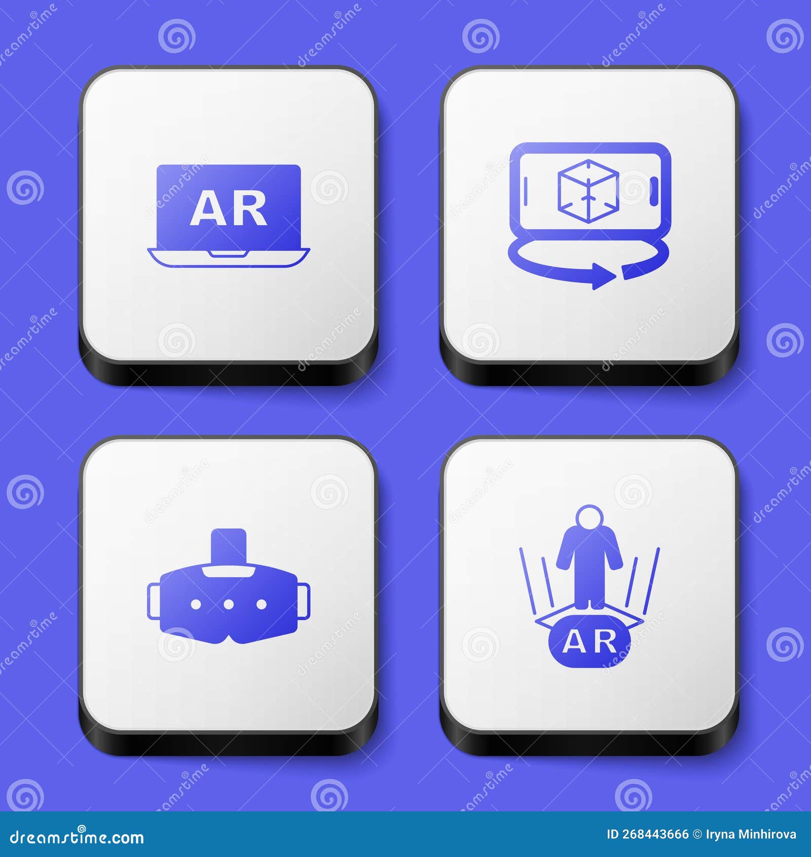 Set Augmented Reality AR, 3d Modeling, Virtual Glasses and Icon. White ...