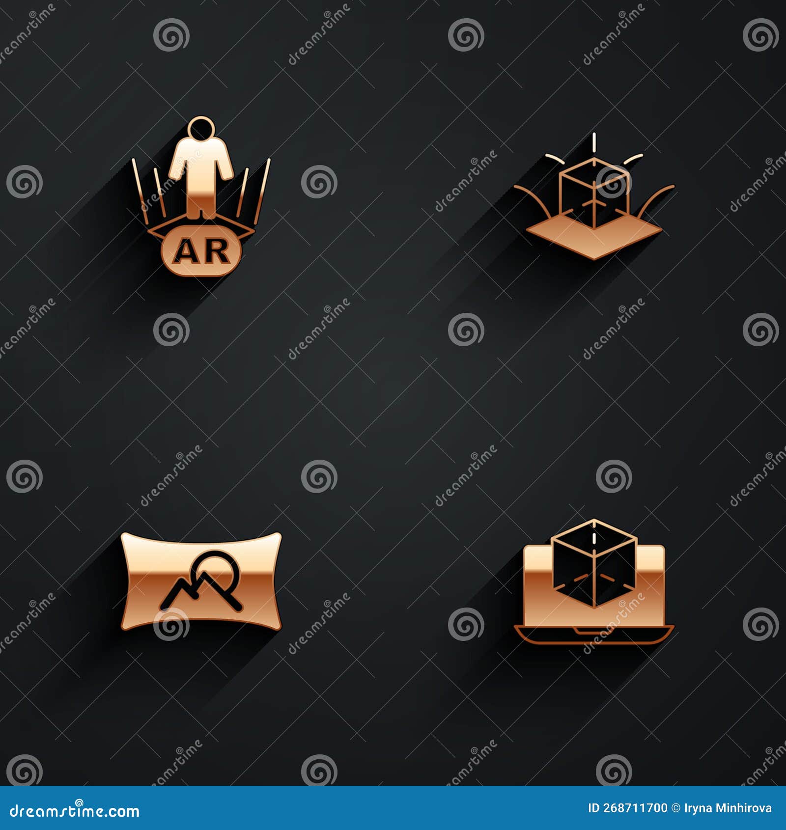 Set Augmented Reality AR, 3d Modeling, Wide Angle Picture and Icon with ...