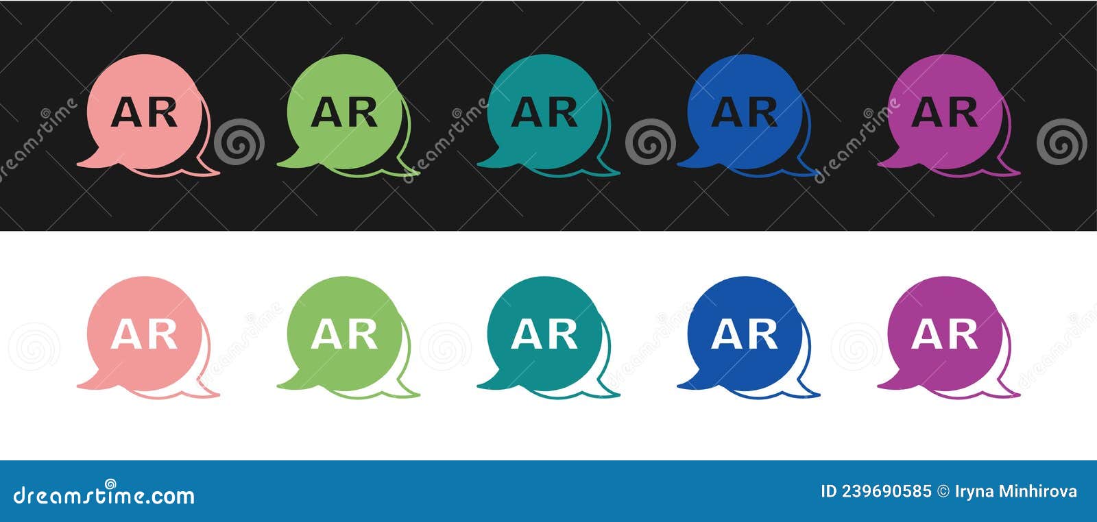 Set Augmented Reality AR Icon Isolated on Black and White Background ...