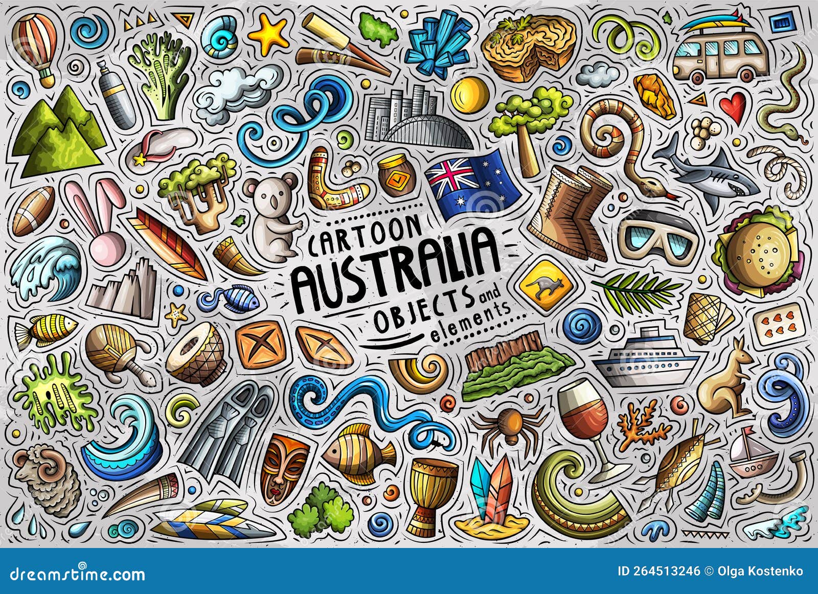 Set of Australian Traditional Symbols and Objects Stock Vector ...