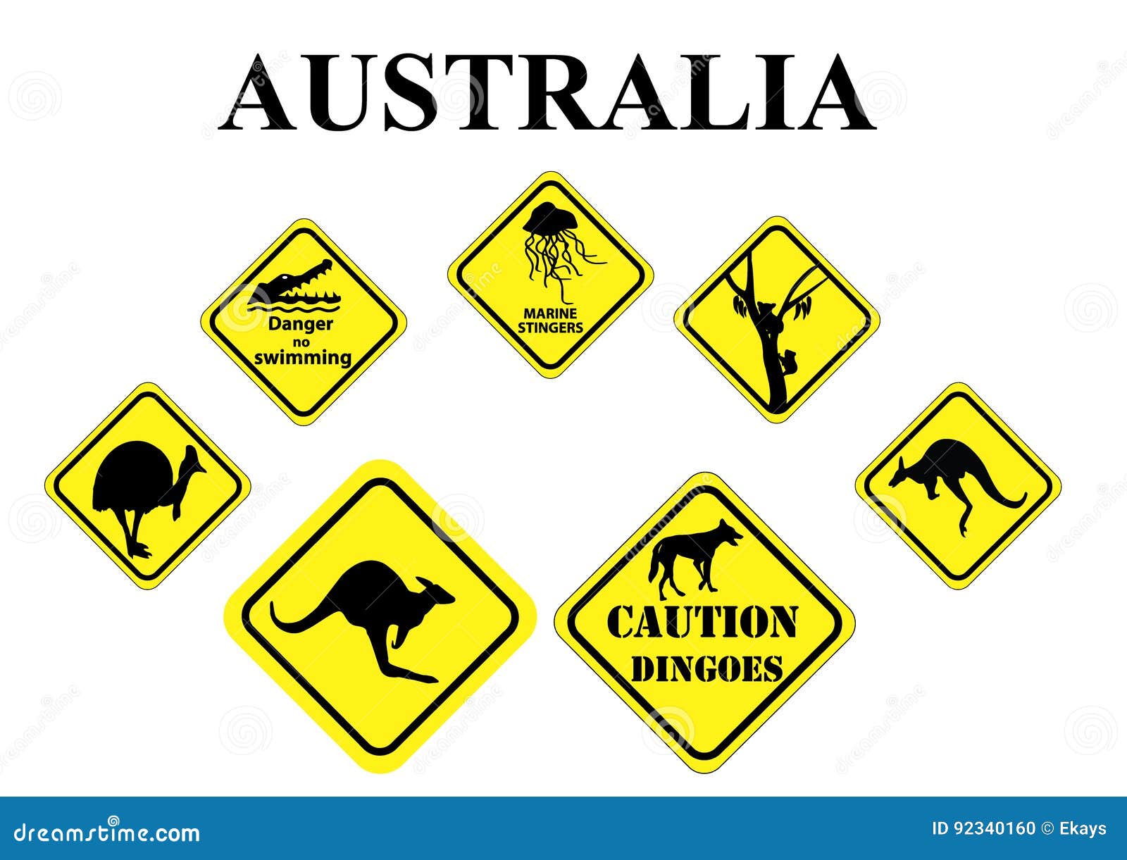 Set of Australian Wild Life Signs Stock Vector - Illustration of ...