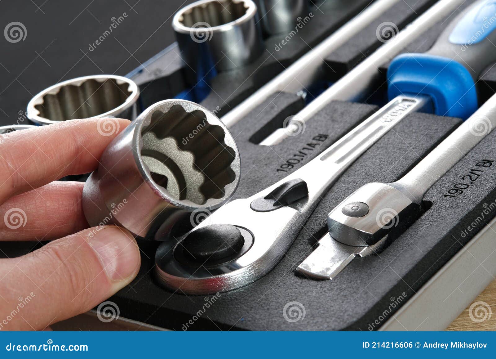 A Set of Auto Mechanic Tools. Tools: Head Crank, Ratchet, Imbus Keys ...