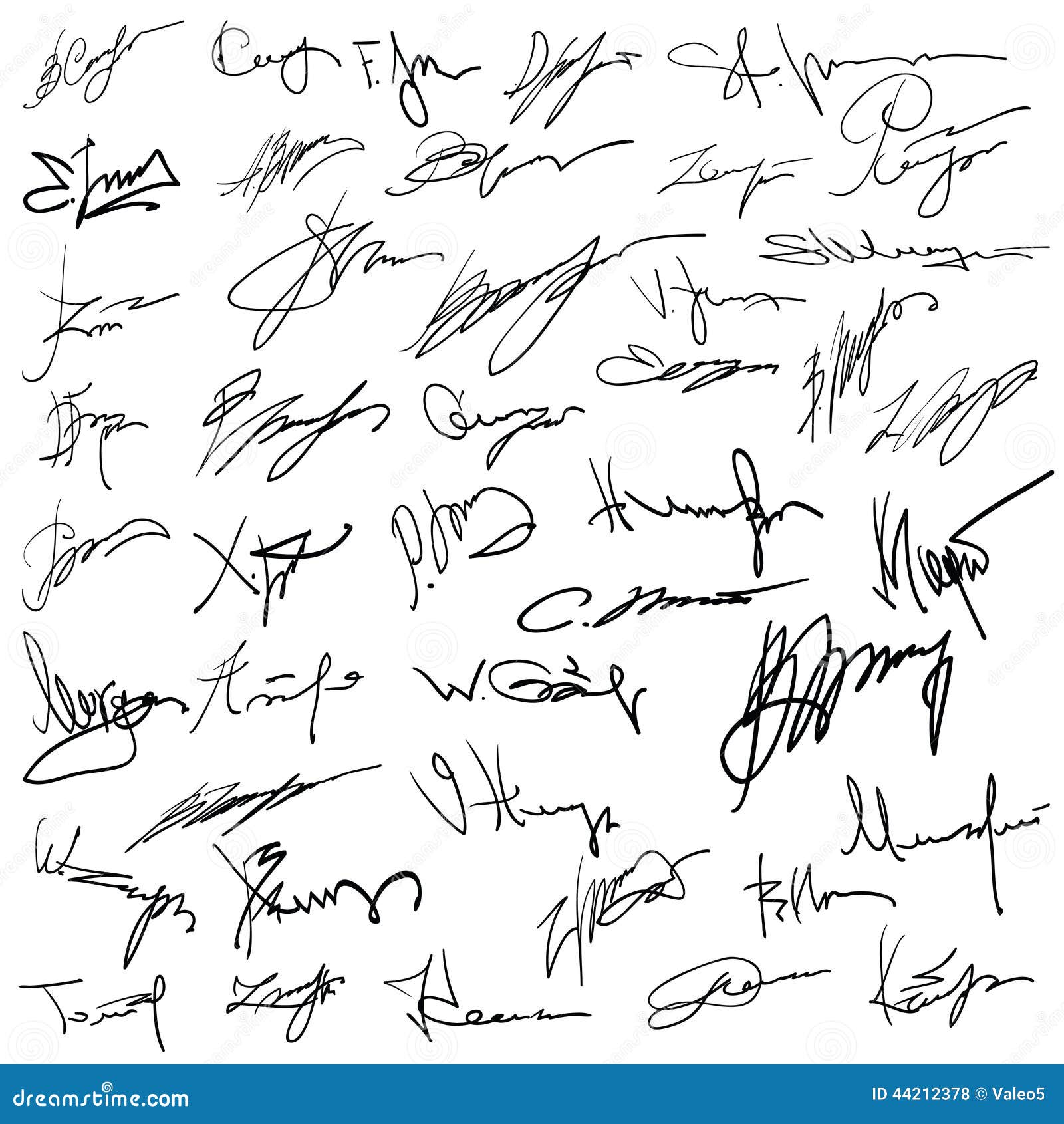 Autographs With Letter B. Fake Hand Drawn Design. Fictitious ...