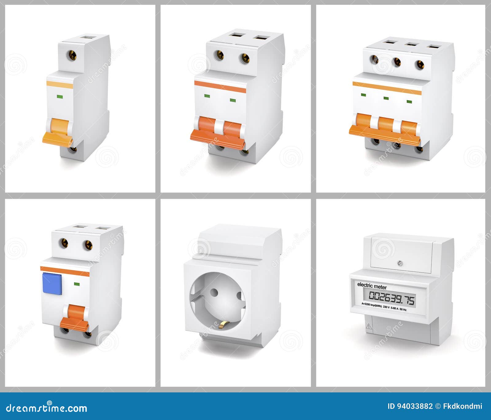 Set of Automatic Electrical Components 3d Illustration. Stock ...