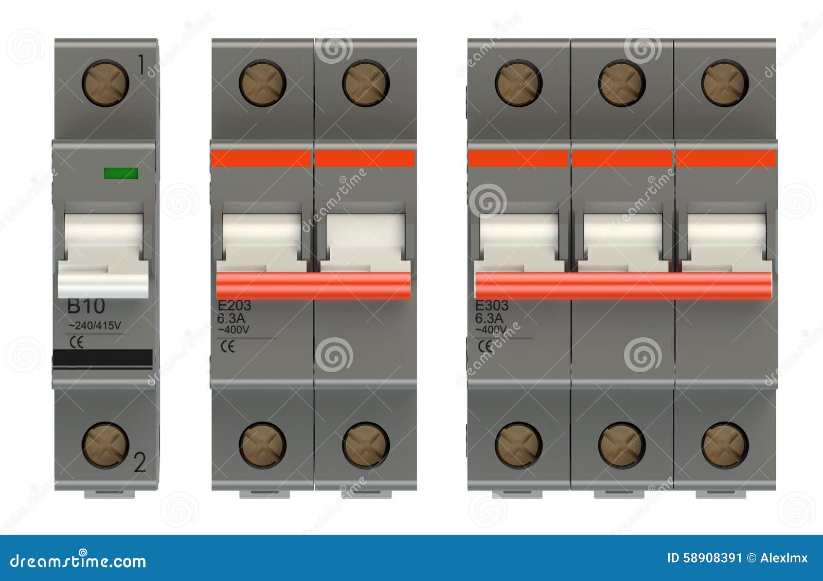 Set of Automatic Electricity Switches Stock Illustration - Illustration ...