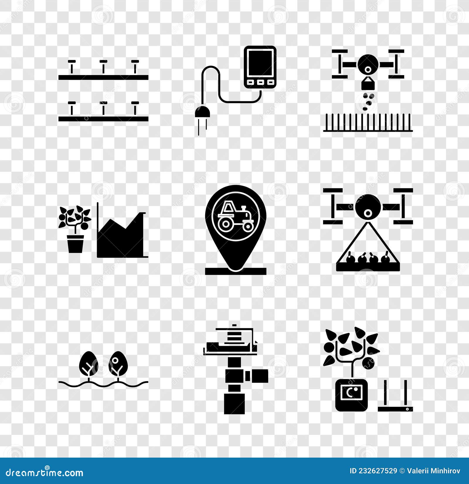 Set Automatic Irrigation Sprinklers, Sensor, Smart Farm with Drone ...
