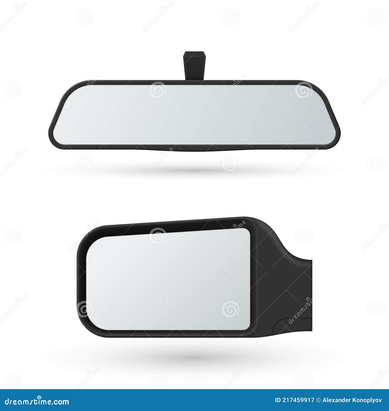 Set of Automobile Rear View Mirrors Vector Illustration. Back Glass ...