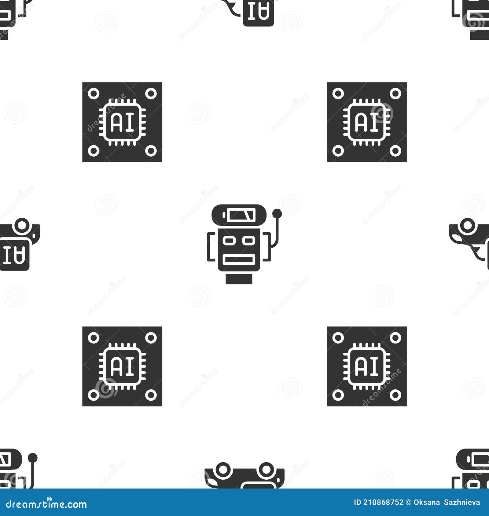 Set Autonomous Smart Car, Robot Low Battery Charge and Processor with Microcircuits CPU on ...