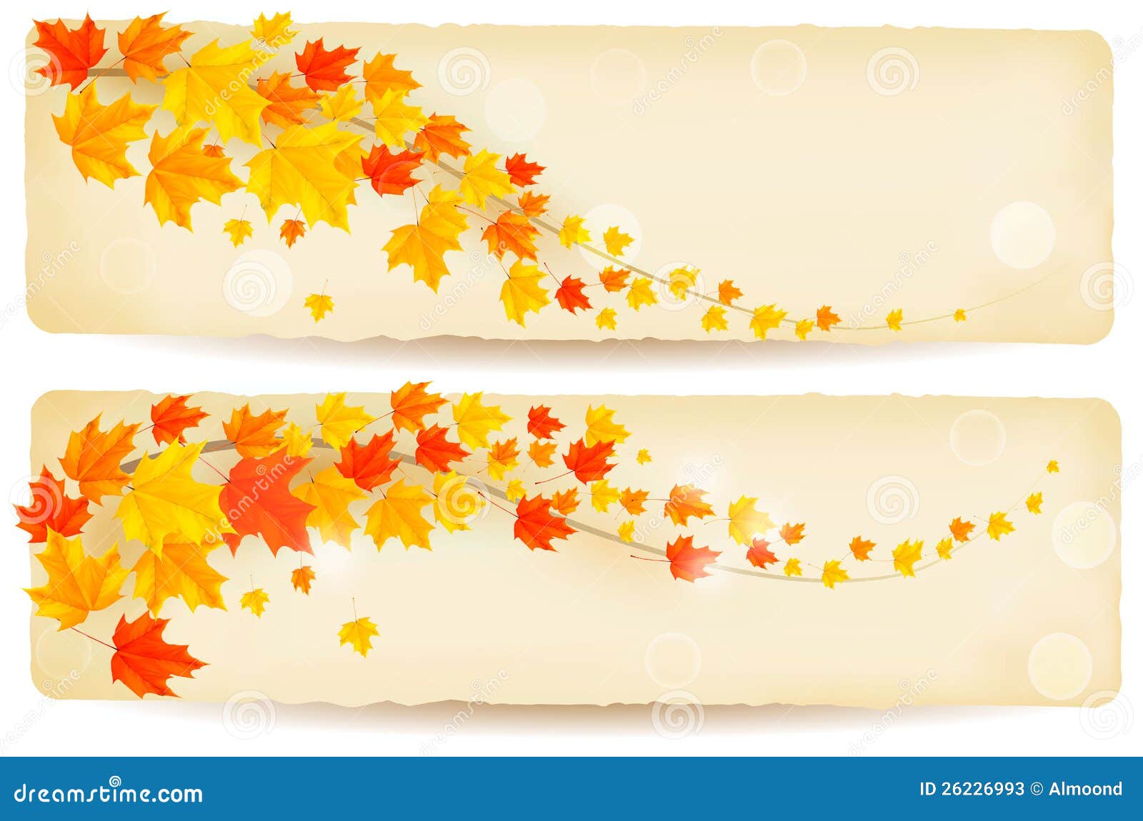 Set of Autumn Banners with Colorful Leaves Stock Vector - Illustration ...