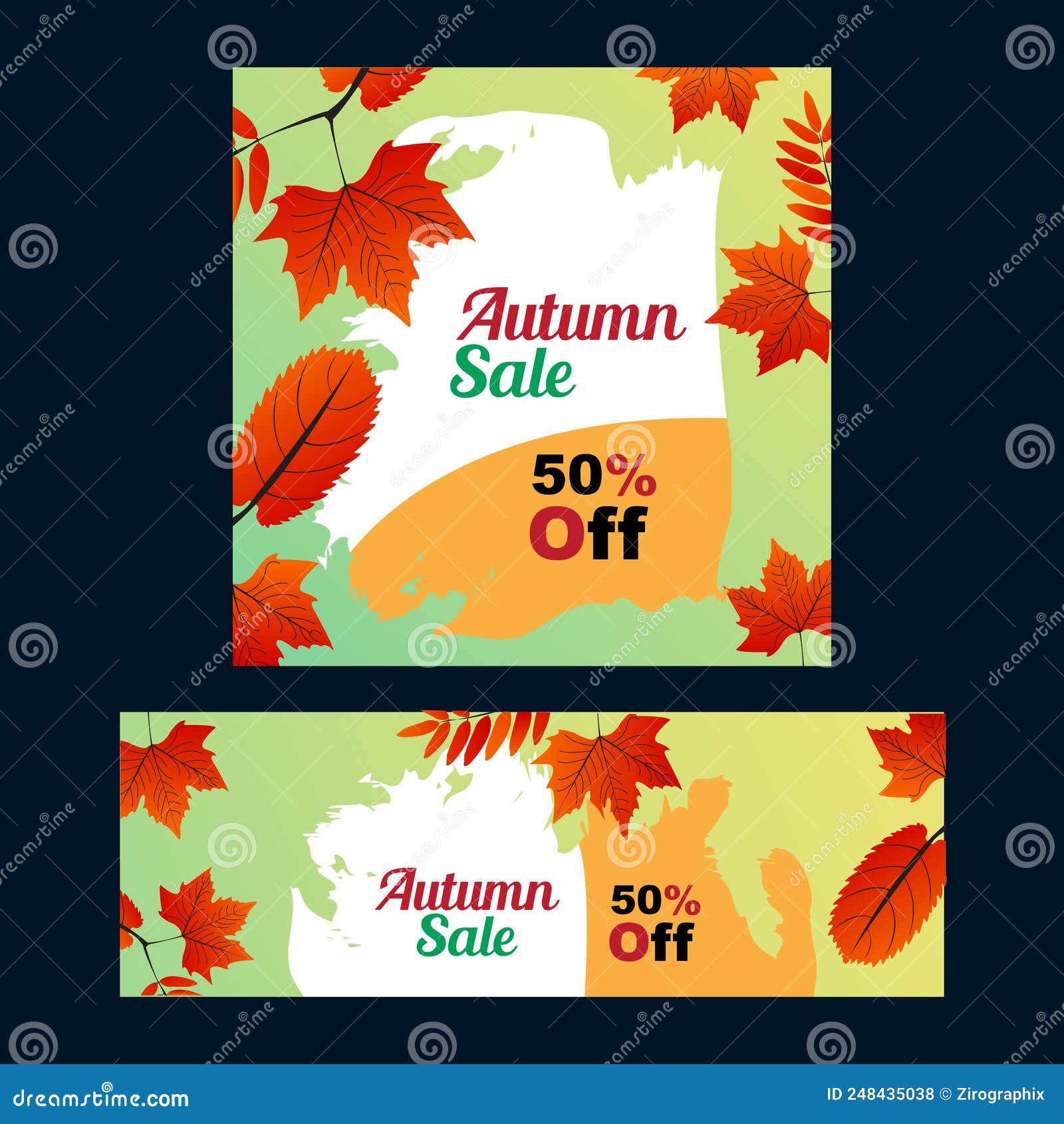 Set of Autumn Banners Vector Illustrations Stock Vector - Illustration ...