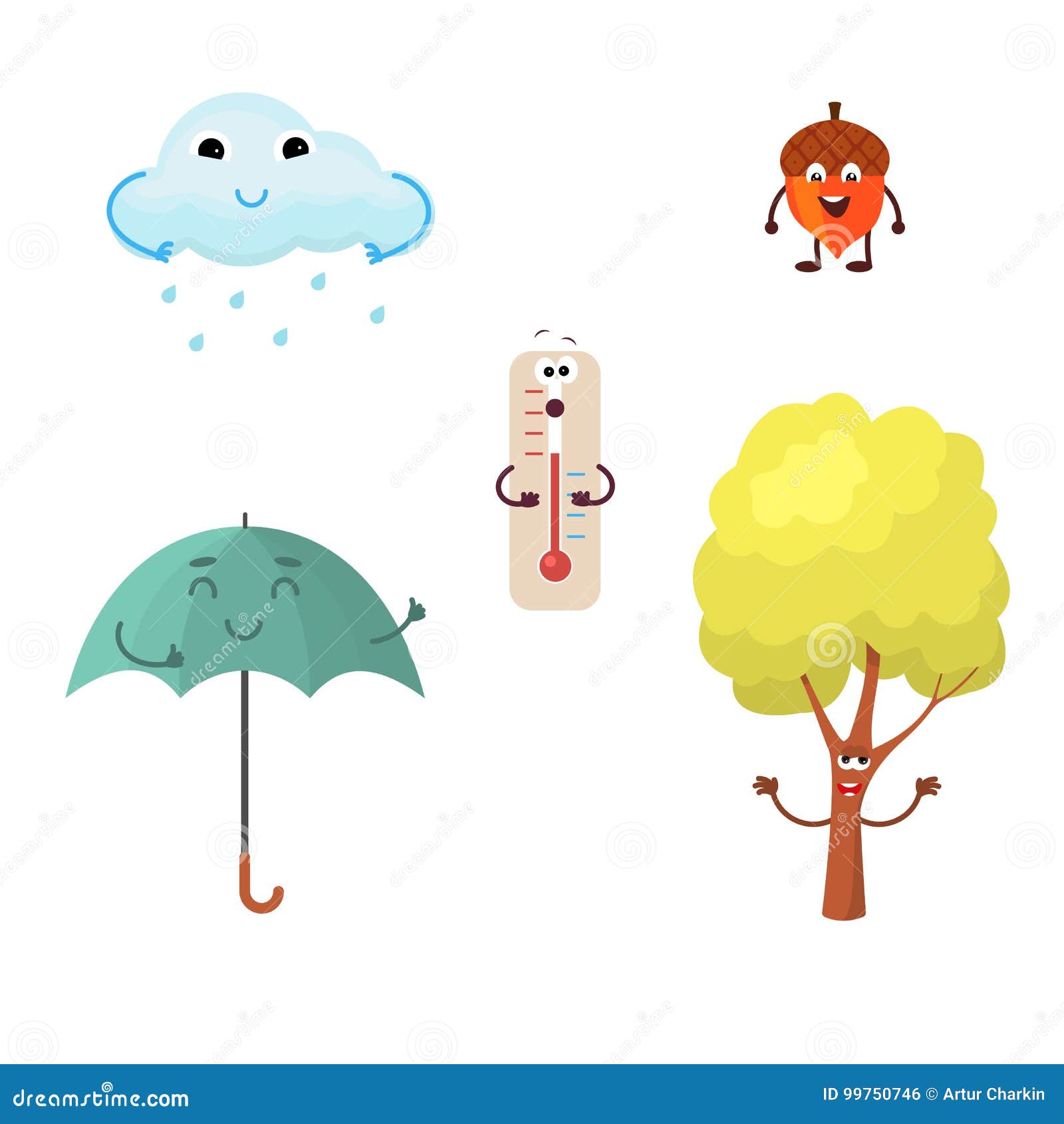 A Set of Autumn Characters. Stock Vector - Illustration of character ...