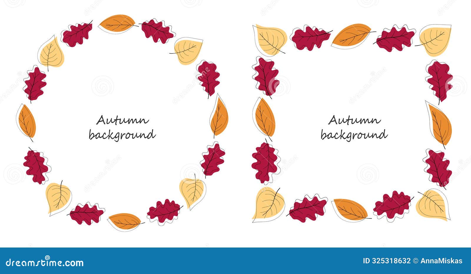 Set of Autumn Frames, Backgrounds with Autumn Leaves. Stock Vector ...