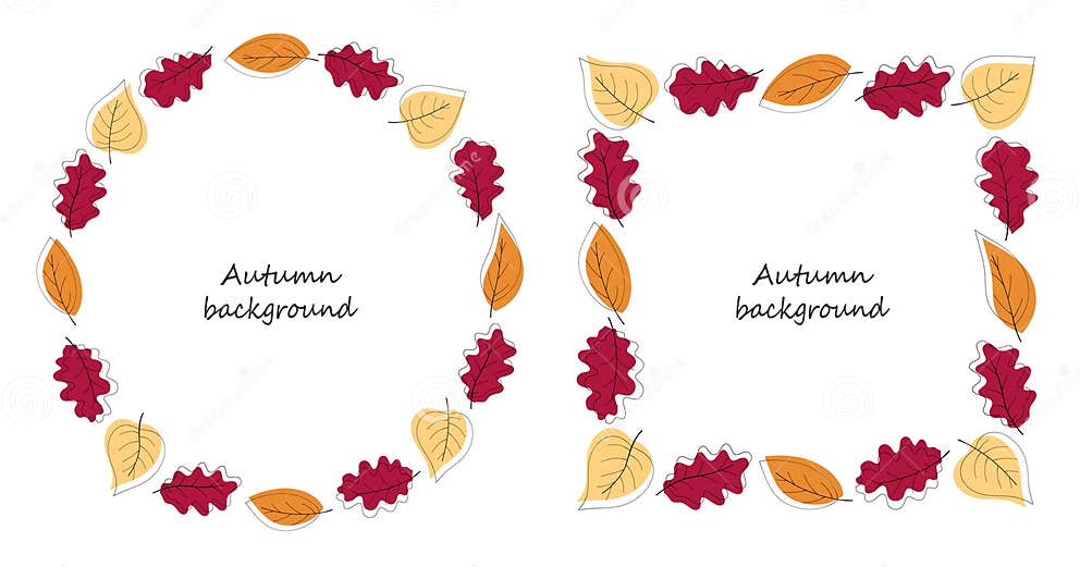 Set of Autumn Frames, Backgrounds with Autumn Leaves. Stock Vector ...