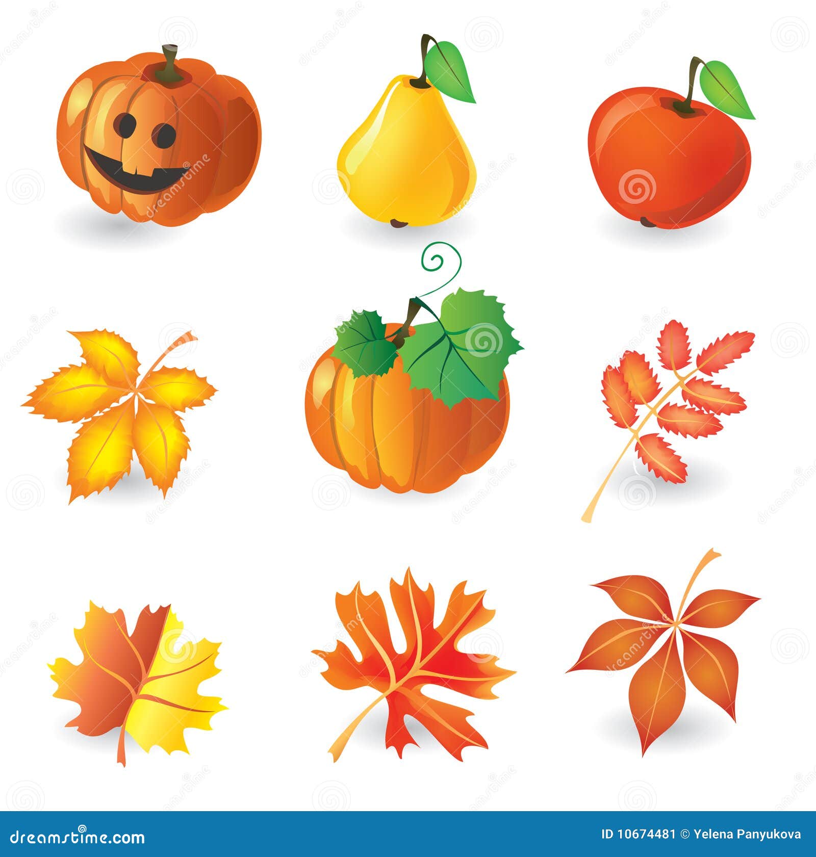 Set Of Autumn Icons Stock Image - Image: 10674481