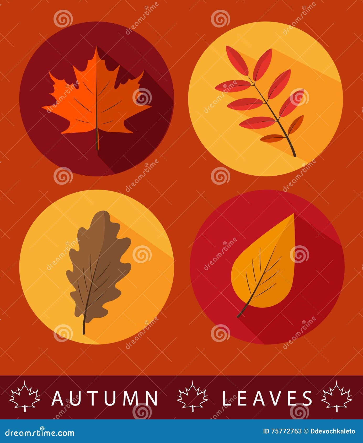 Set of autumn icons stock vector. Illustration of flat - 75772763